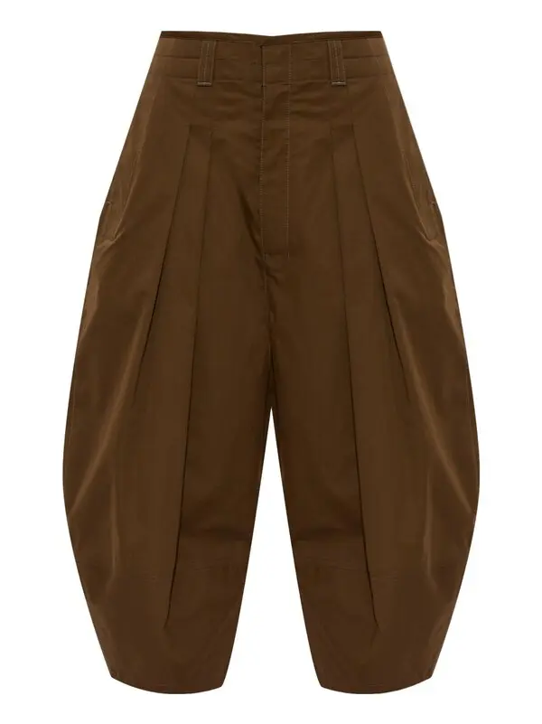 LEMAIRE Pleated Bermuda Shorts - Brown