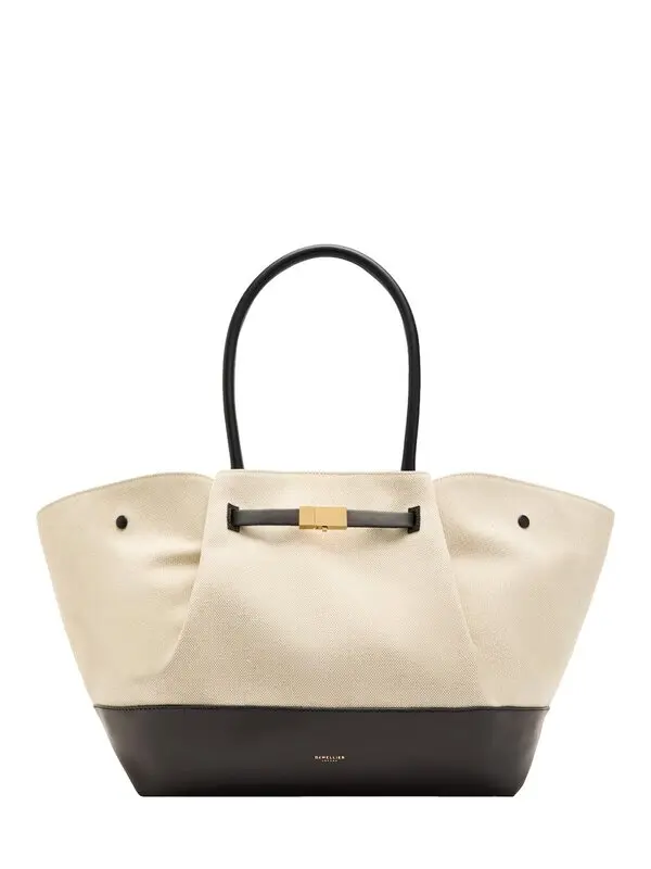 DEMELLIER Grained Leather Tote Bag - Black And White