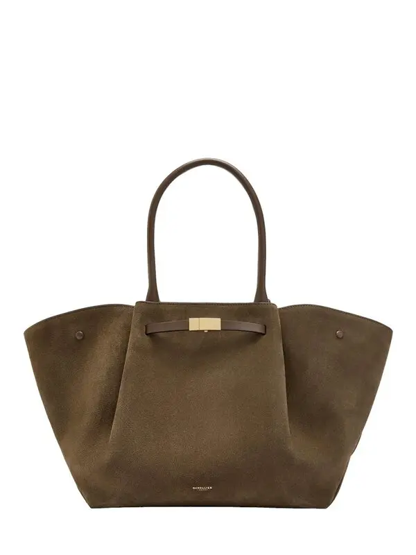 DEMELLIER Grained Leather Tote Bag - Dark Brown