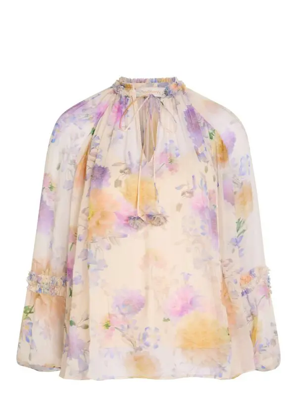 Zimmermann Floral-print Georgette Blouse - Cream