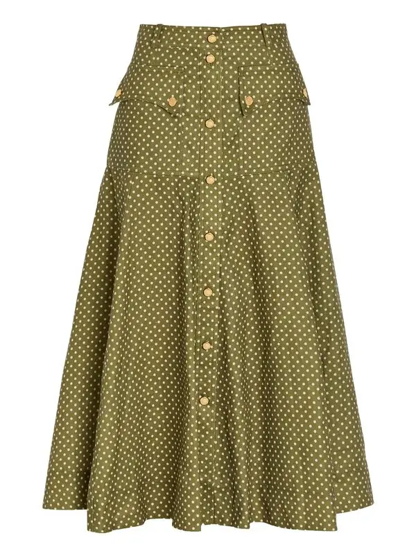 Zimmermann Luna Cargo Linen Midi Skirt - Olive