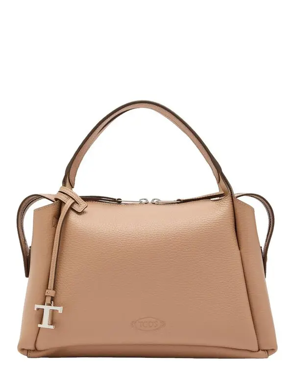 TOD'S Grained Leather Top Handle Bag - Tan