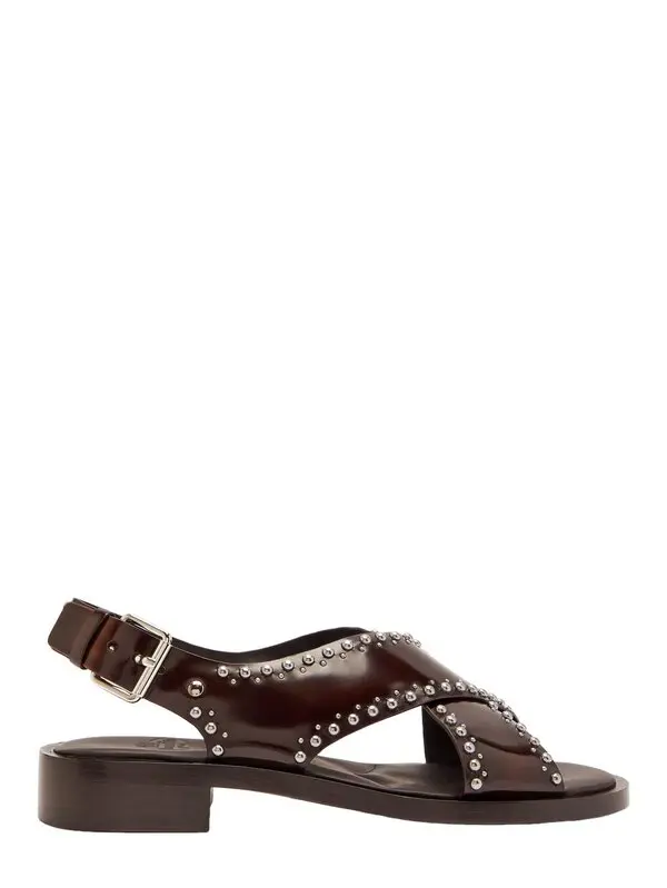 Church's Remi Stud-embellished Patent Leather Sandals - Brown
