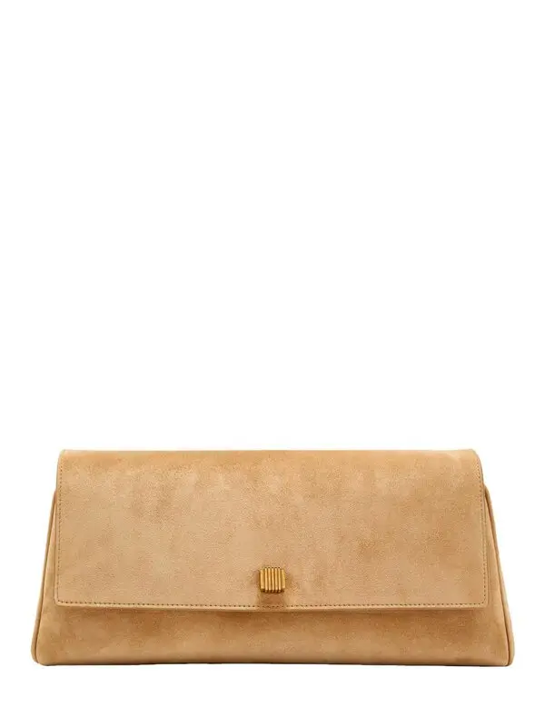 Khaite Audrey Suede Clutch - Camel