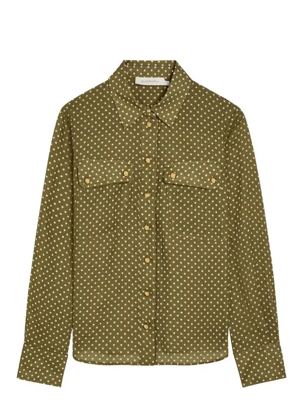 Zimmermann Luna Cargo Patterned Ramie Shirt - Olive