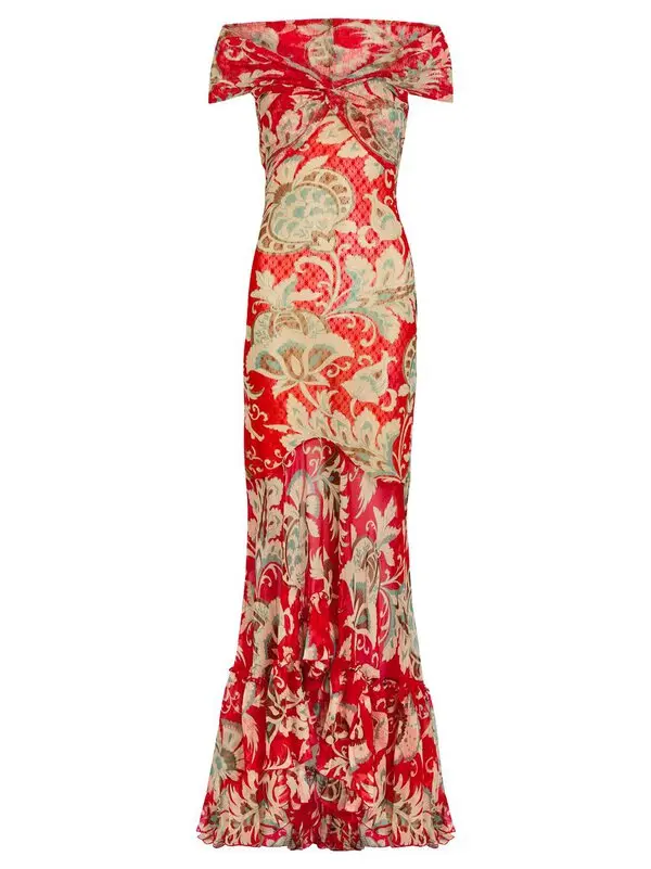 Etro Floral Print Lace Maxi Dress - Multicoloured