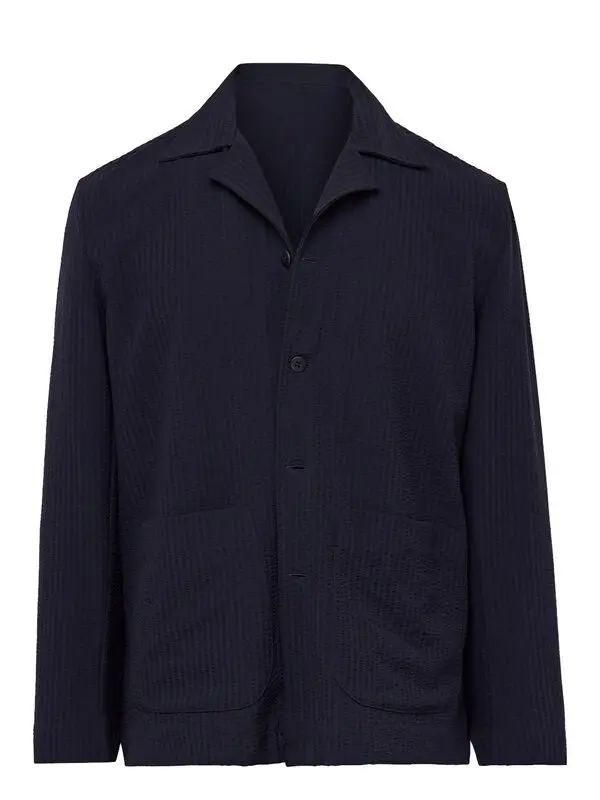 STOFFA Wool-seersucker Jacket - Blue