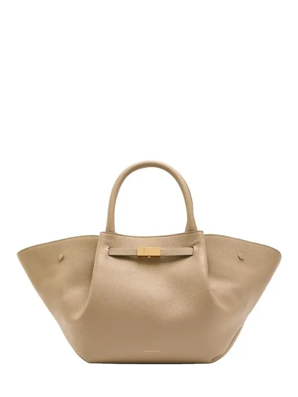 DEMELLIER Midi New York Grained Leather Tote Bag - Taupe