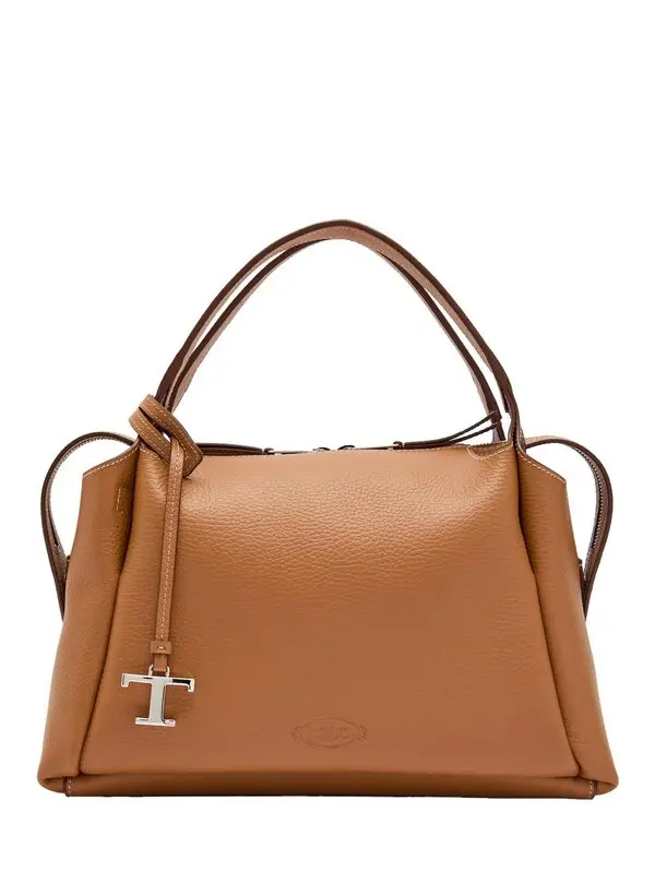 TOD'S Grained Leather Top Handle Bag - Beige