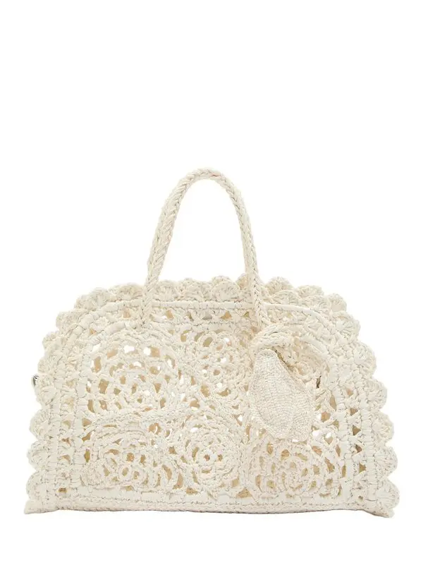 Jacquemus Le Petite Turismo Raffia Top Handle Bag - White