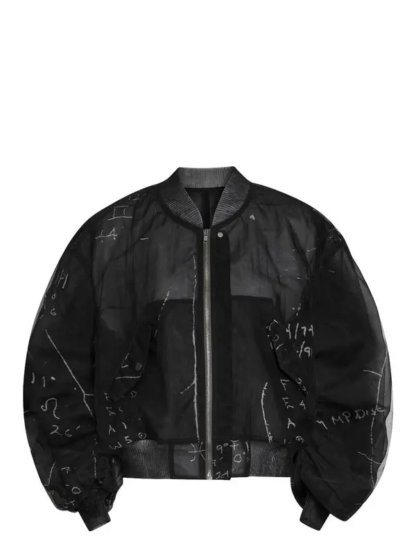 Rick Owens Printed Tulle Bomber Jacket - Black
