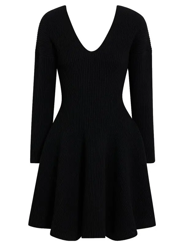 Alexander McQueen Ribbed Wool And Cashmere-blend Mini Dress - Black