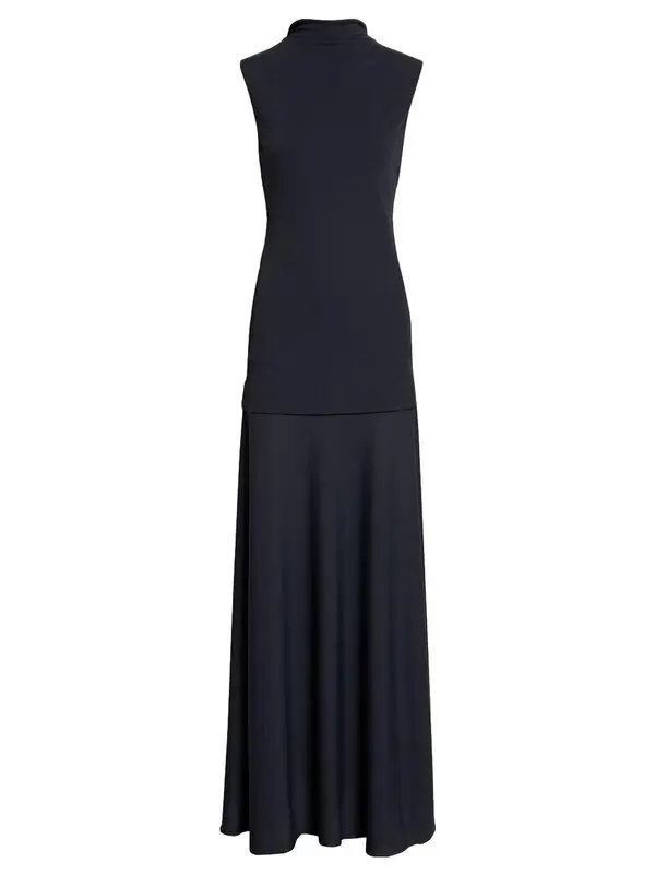 JIL SANDER Layered Crepe Maxi Dress - Midnight Blue