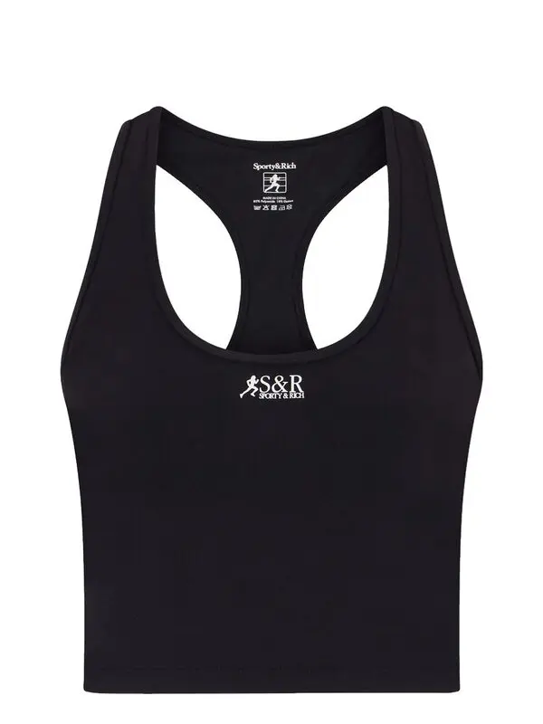SPORTY & RICH Runner Sports Tech-jersey Cropped Tank Top - Black