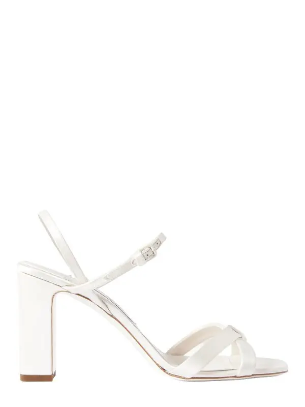 JIMMY CHOO Elsy 85 Satin Slingback Sandals - Ivory