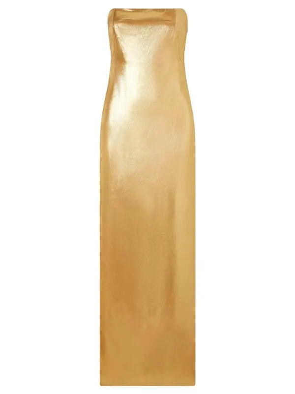 Galvan Strapless Midi Dress - Gold
