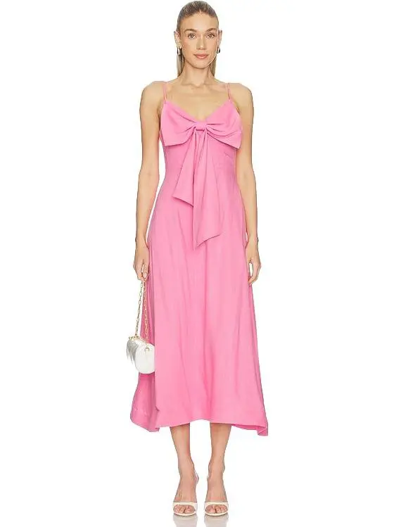 ELLIATT Miri V-neck Bow Midi Dress - Bubblegumpink
