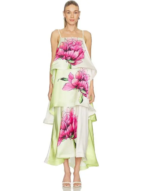 ELLIATT Elisia Tiered Gown - Green Floral