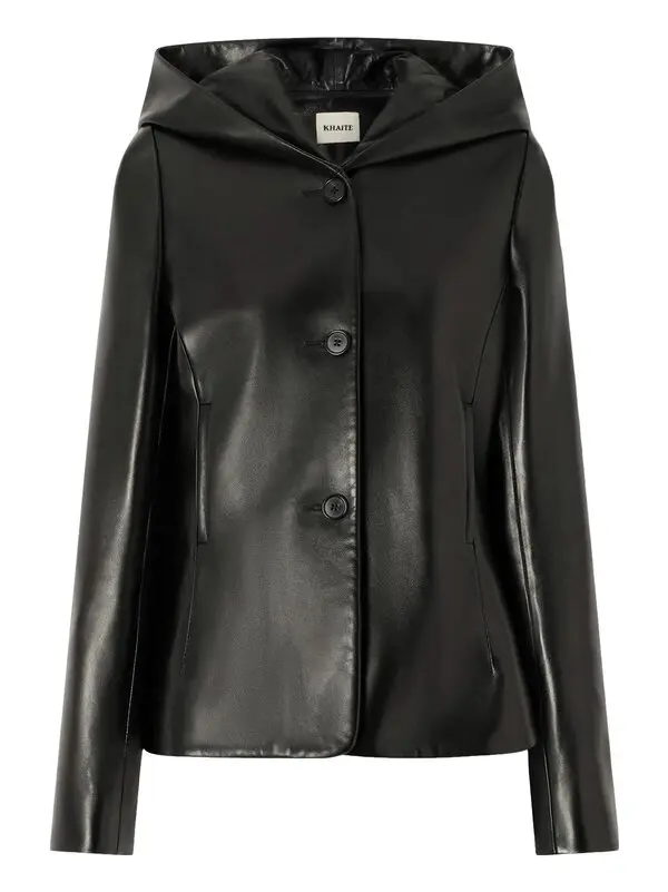 Khaite June Hooded Leather Jacket - Black
