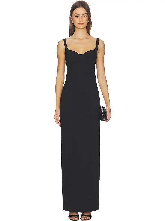 Simkhai Cabot Sculpted Scuba Maxi Dress - Black