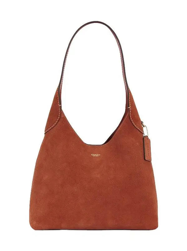 COACH Suede Brooklyn 28 Shoulder Bag - Clay