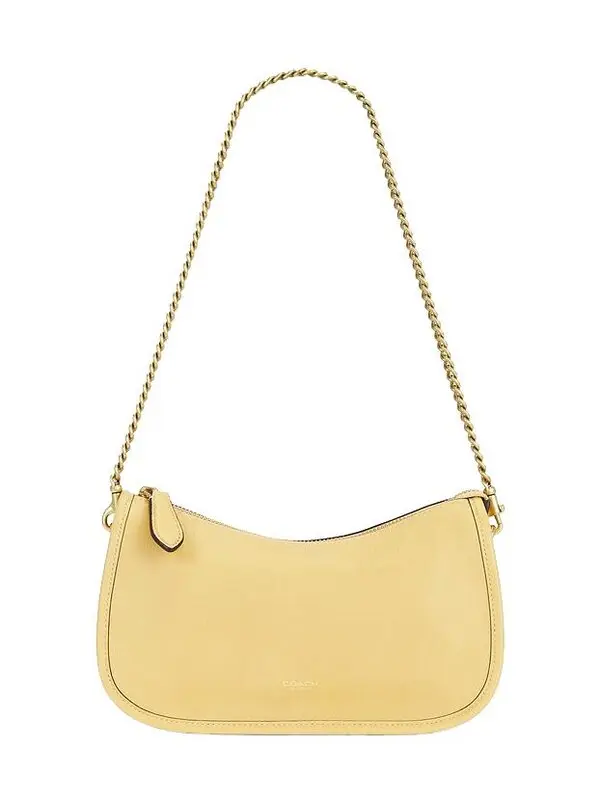 COACH Natural Grain Leather Waverly Shoulder Bag - Vanilla