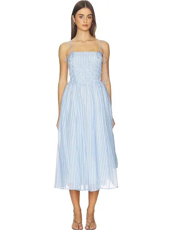 Astr The Label Lahela Midi Dress - Blue Stripe