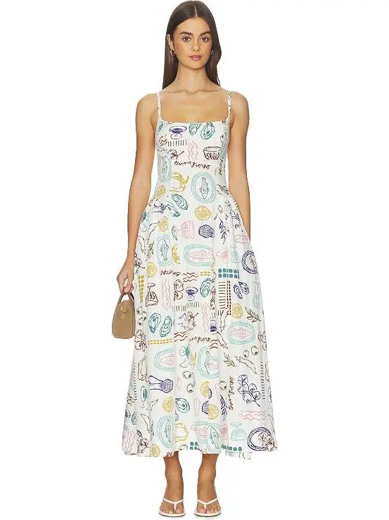 Astr The Label Ansley Dress - Off White Picnic