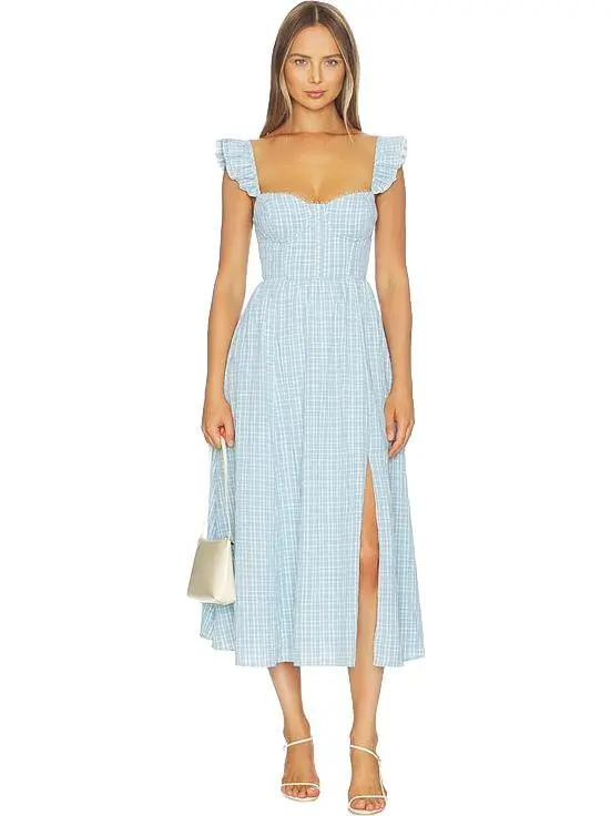 Astr The Label Wedelia Midi Dress - Blue Plaid
