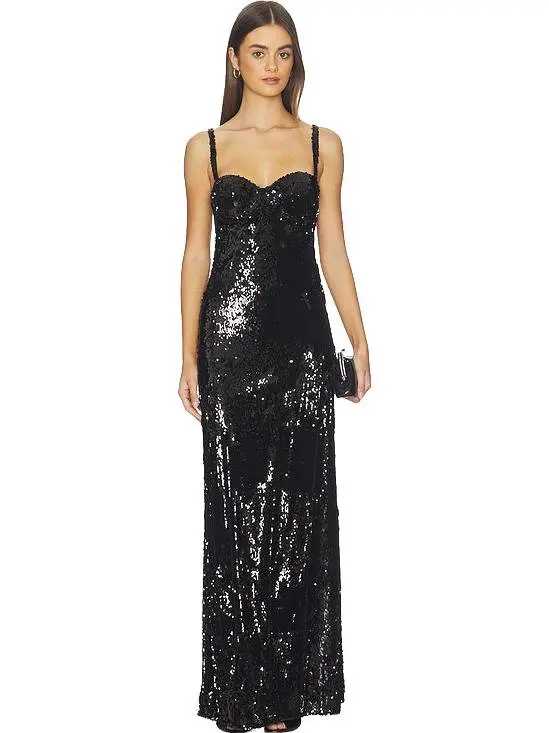 L'Agence Sayla Bias Cut Maxi Dress - Jet Black