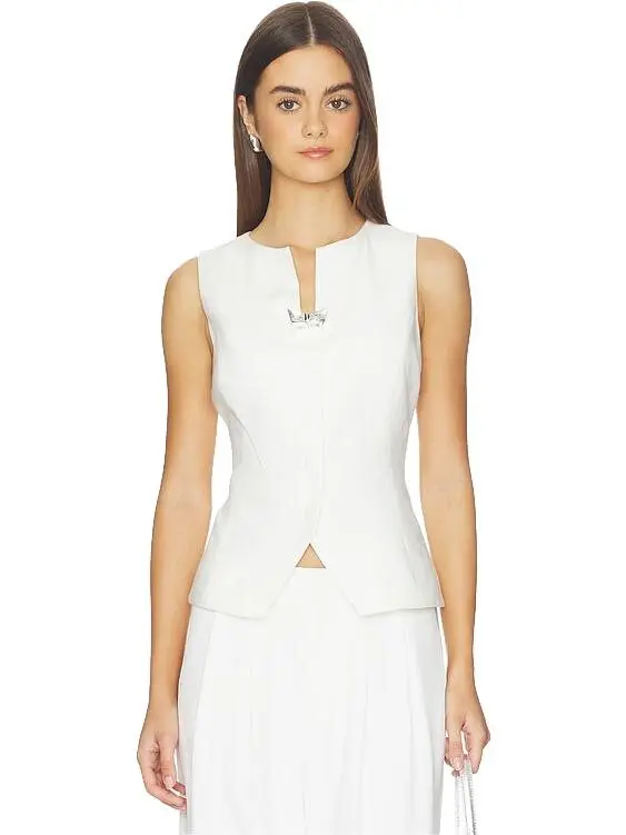 KATE BARTON Linen Blend Summer Suit Vest - Ivory