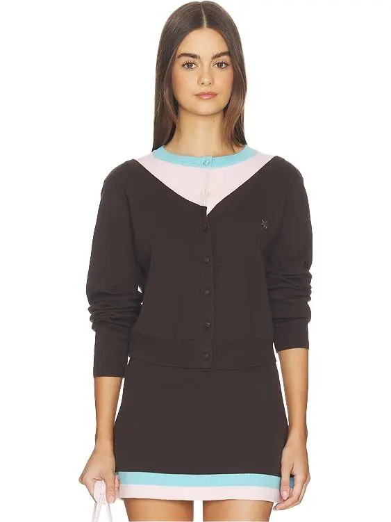 KATE BARTON Illusion Layered Cardigan - Espresso