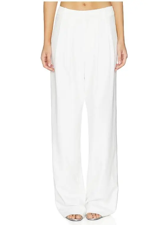 KATE BARTON Wool Cotton Pleat Trouser - Ivory