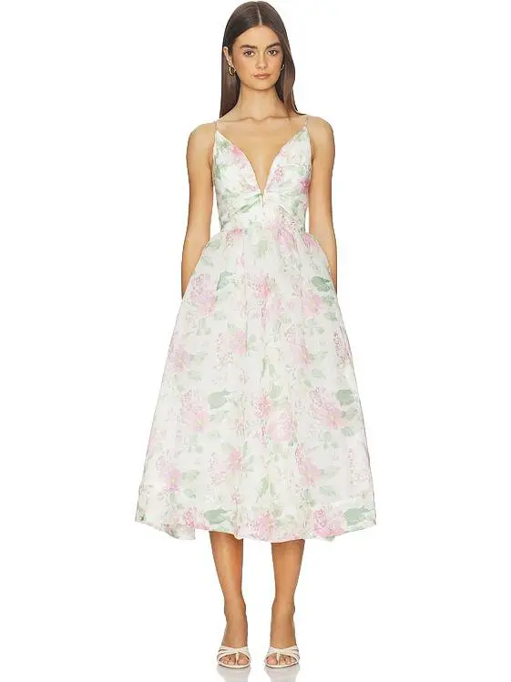Astr The Label Janna Midi Dress - Pink Ivory Floral