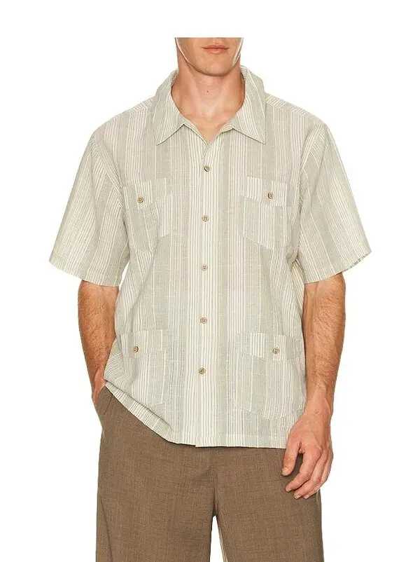 STAN RAY Mexicali Short Sleeve Shirt In Green - Green Stripe