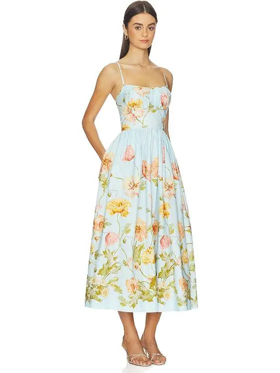 Cara Cara Alba Midi Dress - Lockwood Flora Sky