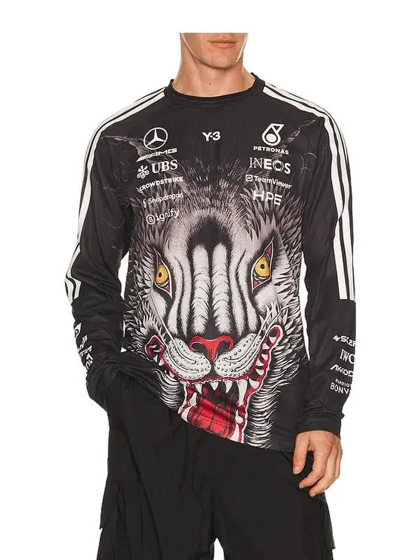Y3 X F1 Driver Jersey With Graphic Detail - Black