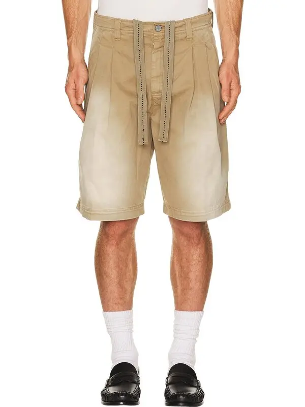 ERL Pleated Chino Shorts - Beige