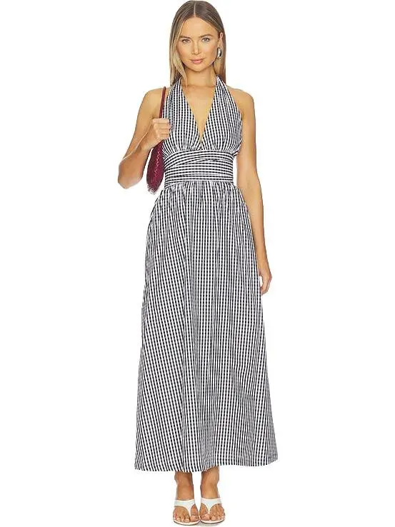 Faithfull The Brand Lido Maxi Dress - Black Textured Gingham