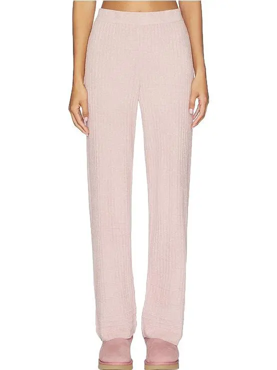 Barefoot Dreams Cozychic Ultra Lite Textured Hem Rib Pant - Teaberry