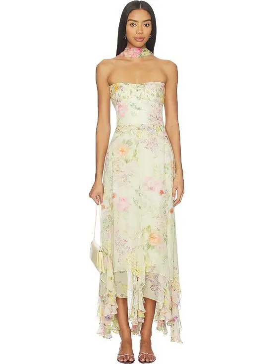 Amanda Uprichard Monterey Dress With Scarf - Endive Multi