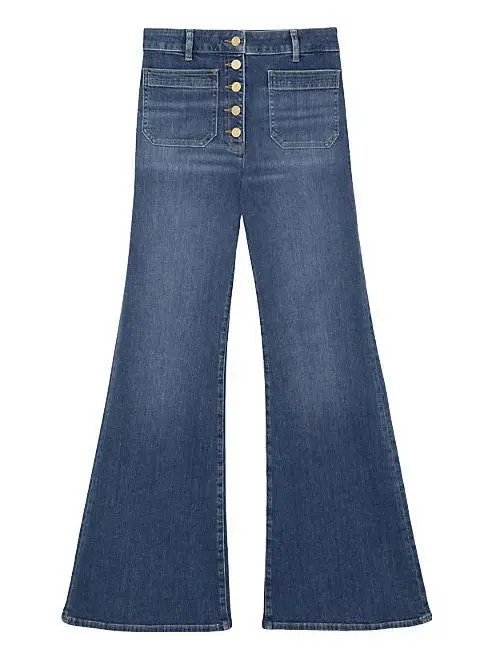 REISS Cali Flared Stretch-denim Jeans - Mid Blue