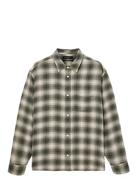 ALLSAINTS Lumley Checked Woven Shirt - Pale Olive Gre