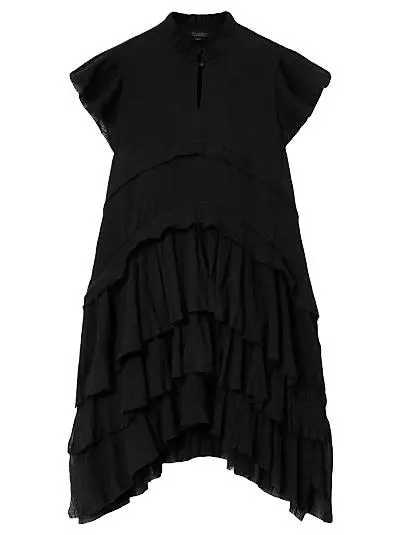 ALLSAINTS Cavarly Ruffled Woven Mini Dress - Black