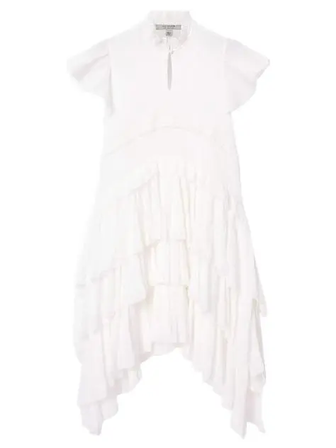 ALLSAINTS Cavarly Ruffled Woven Mini Dress - Chalk White