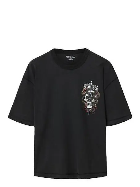 ALLSAINTS Arakind Crewneck Graphic-print Cotton T-shirt - Washed Black