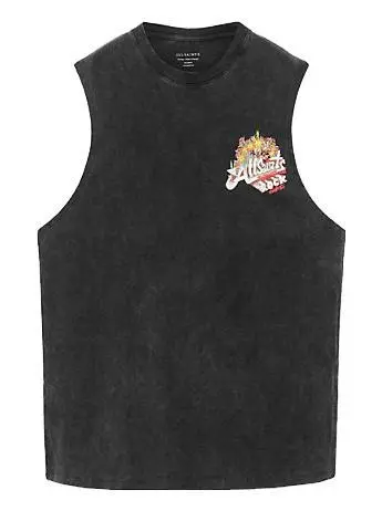 ALLSAINTS Roque Graphic-print Sleeveless Cotton T-shirt - Washed Black