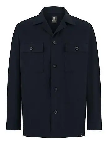 Boggi Milano Flap-pocket Regular-fit Stretch-woven Overshirt Xxl - Navy Blue