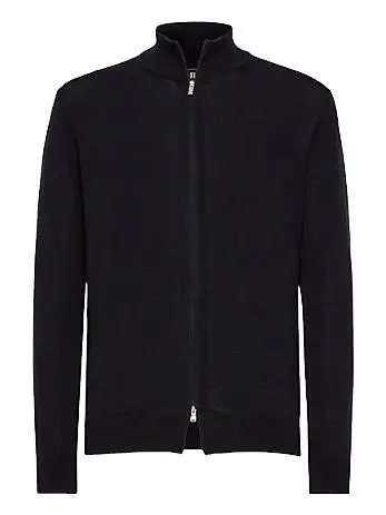 Boggi Milano Full-zip Merino Wool Jumper - Navy Blue