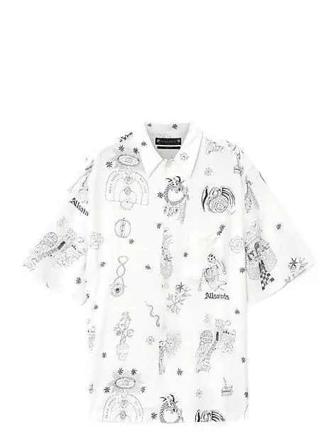 ALLSAINTS Terra Graphic-print Woven Shirt - Ecru